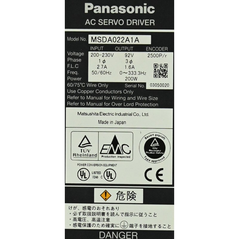 Panasonic MSDA022A1A AC Servo Controller