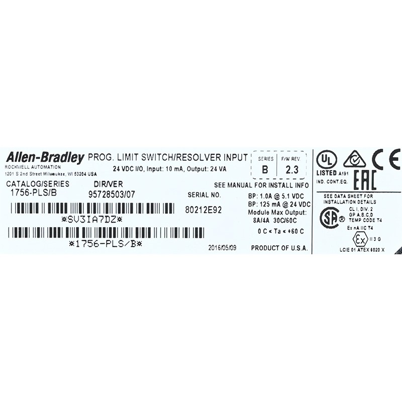 Allen Bradley 1756-PLS/B Prog. Limit Switch/Resolver Input