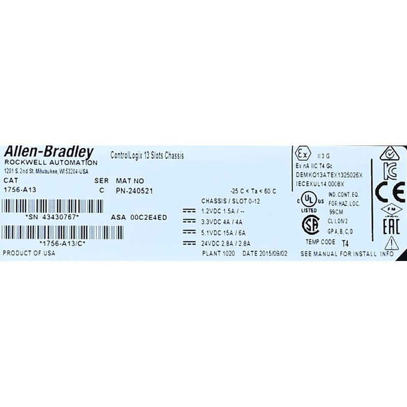 Allen Bradley 1756-A13 ControlLogix 13 Slots Chassis