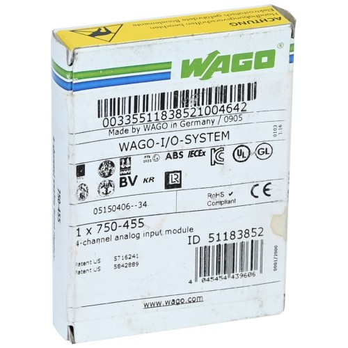 Wago 750-455 4-Channel Analog Input Module Nuevo sellado