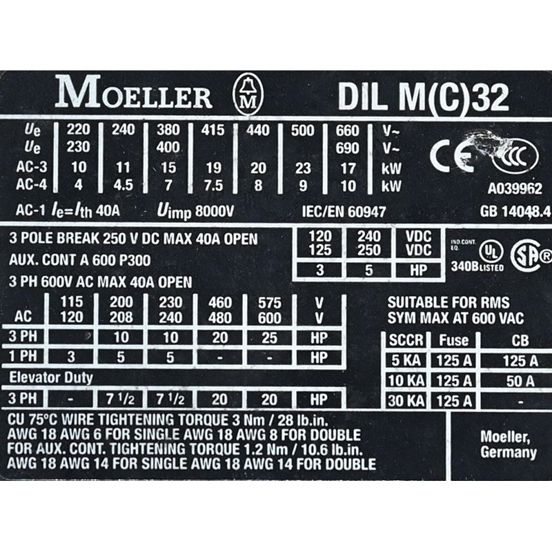 Moeller DIL M (C) 32 DIL M 32-10 + DIL M32-XHI22
