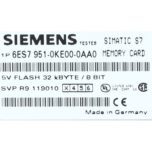 Siemens 6ES7951-0KE00-0AA0 Simatic S7 6ES7 951-0KE00-0AA0 Memory Card ...