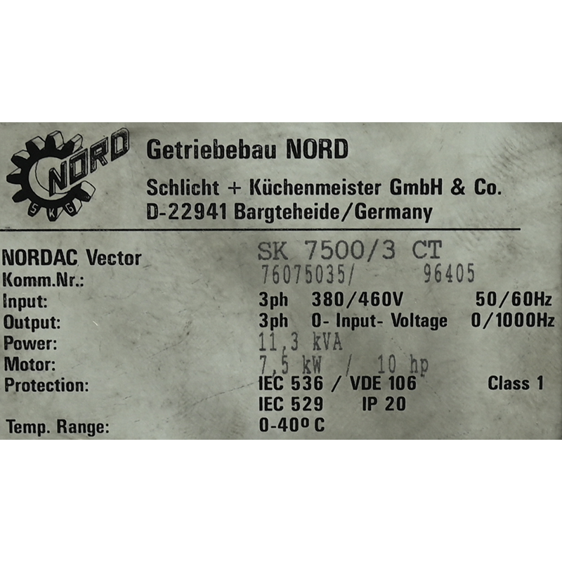 Nord Drivesystems SK 7500/3 CT 76075035 Frequency Converter