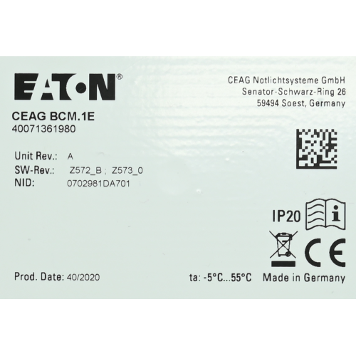 Eaton 40071361980 CEAG BCM.1E Central Battery System New