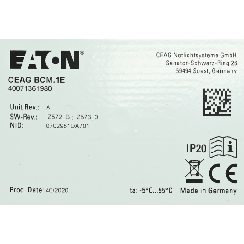 Eaton 40071361980 CEAG BCM.1E Central Battery System New