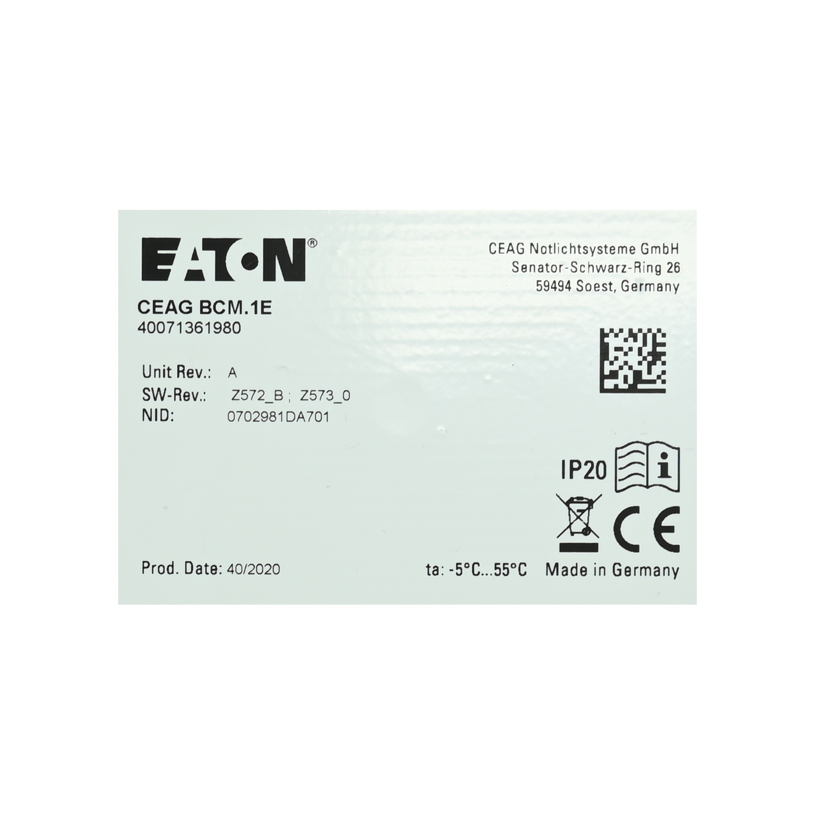 Eaton 40071361980 CEAG BCM.1E Central Battery System Now