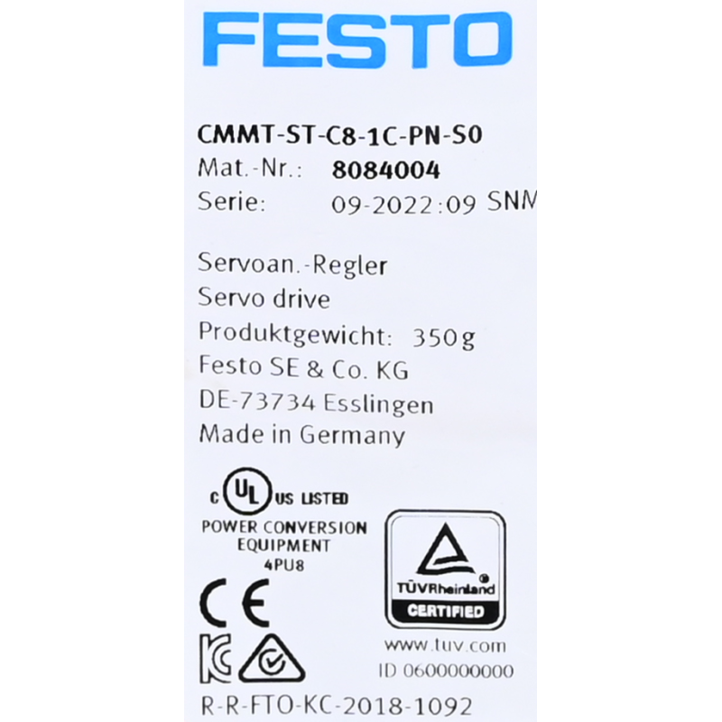 Festo CMMT-ST-C8-1C-PN-S0 Servo Drive 8084004 New