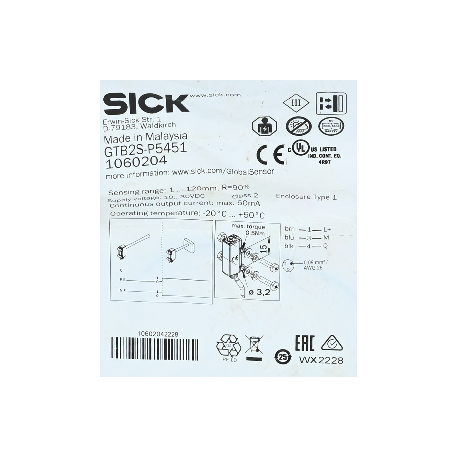 Sick GTB2S-P5451 1060204 Photoelectric proximity sensor Neu