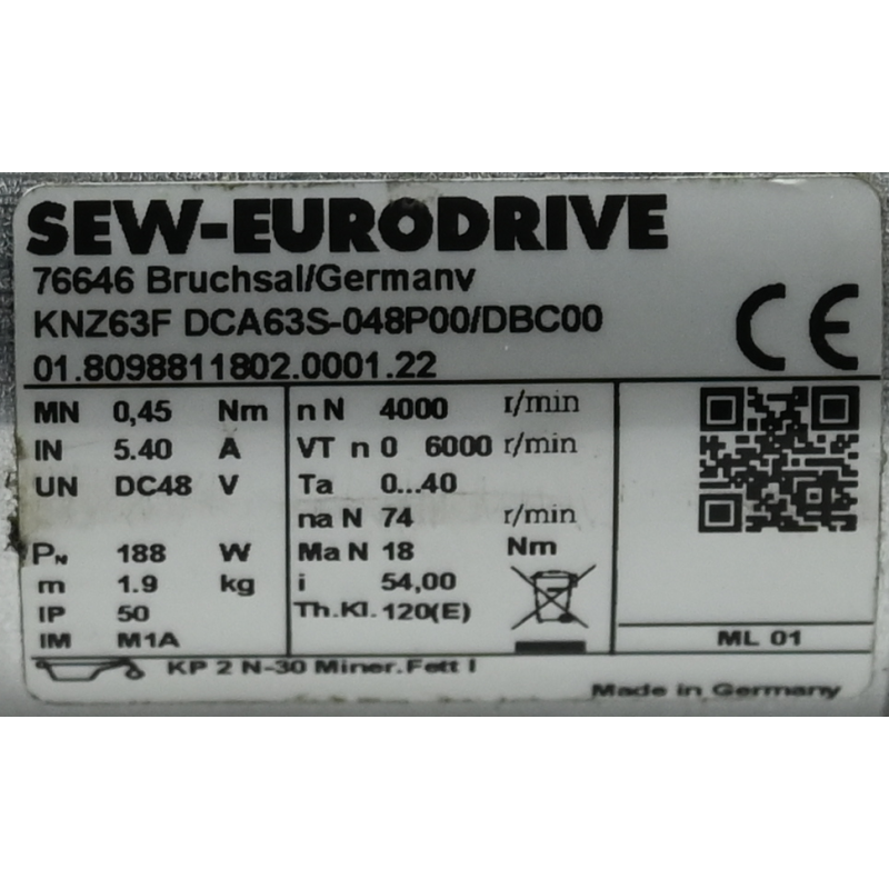 SEW KNZ63F DCA63S-048P00/DBC0 Compact Extra-Low Voltage Drive