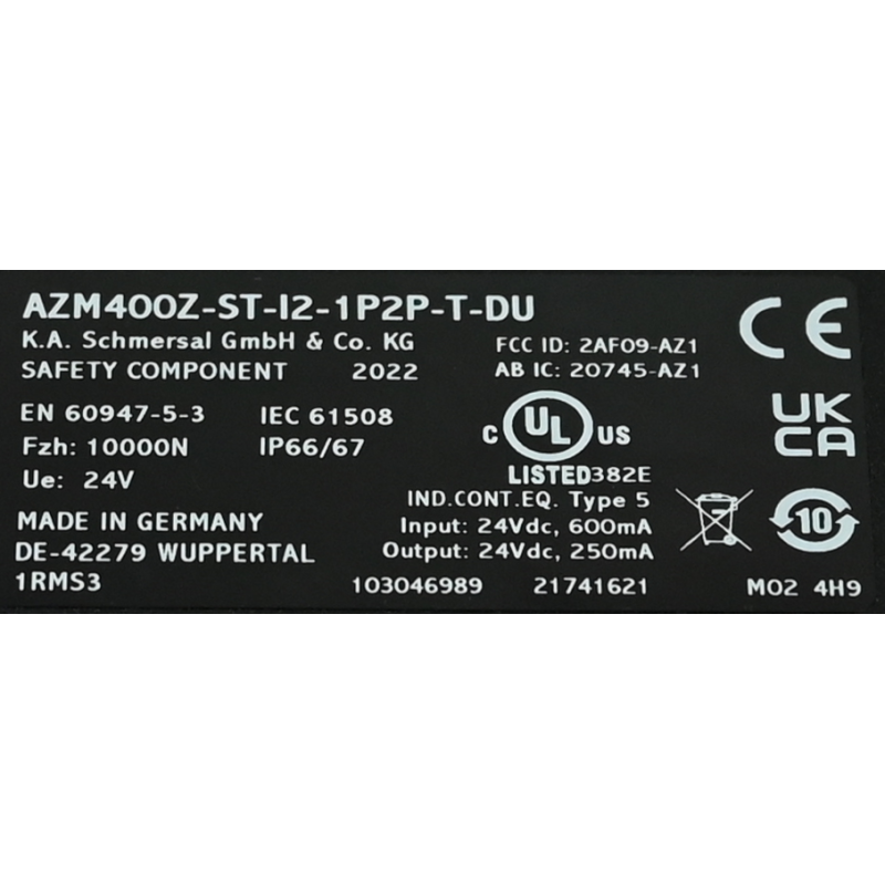 Schmersal AZM400Z-ST-I2-1P2P-T-DU Safety Interlock Switch 103046989