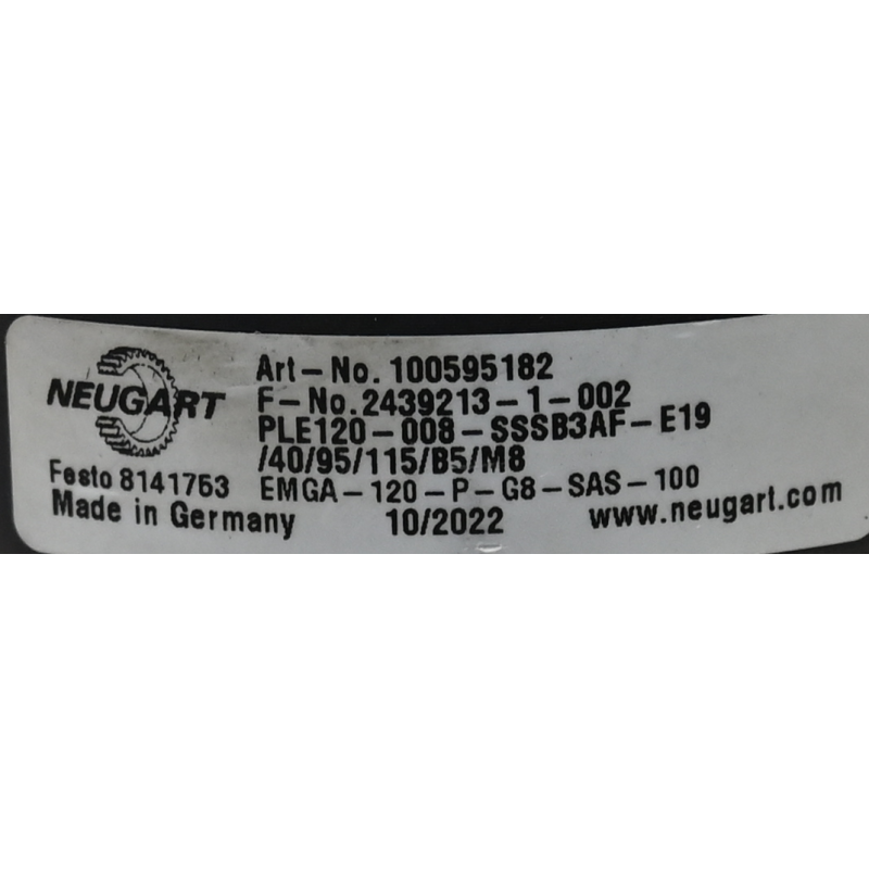 Neugart PLE120-008-SSSB3AF-E19 100595182 Planetary Gearbox