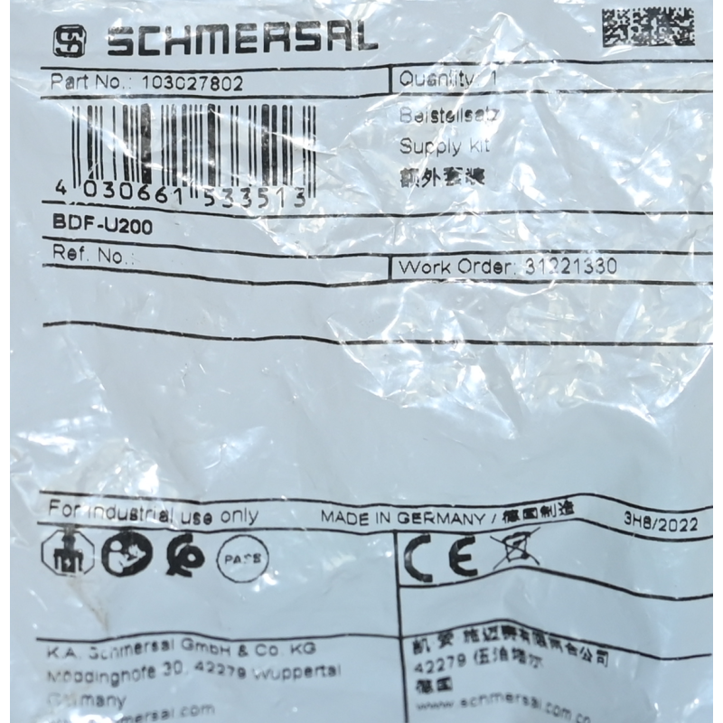 Schmersal 103027802 BDF-U200 New