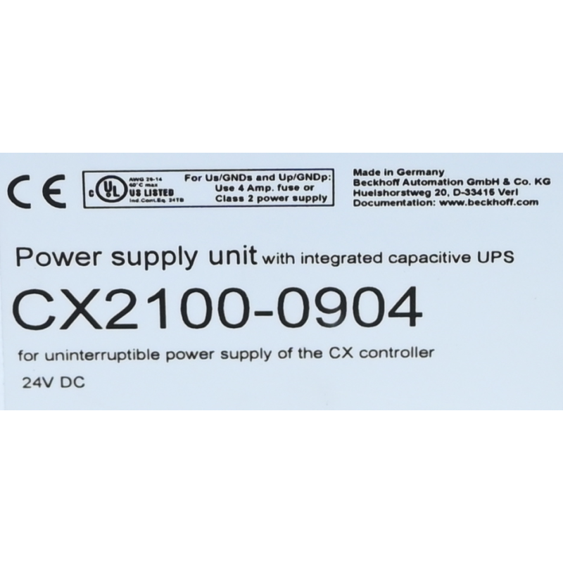 Beckhoff CX2100-0904 Power Supply Unit with Internal UPS for CX2033 Nieuw