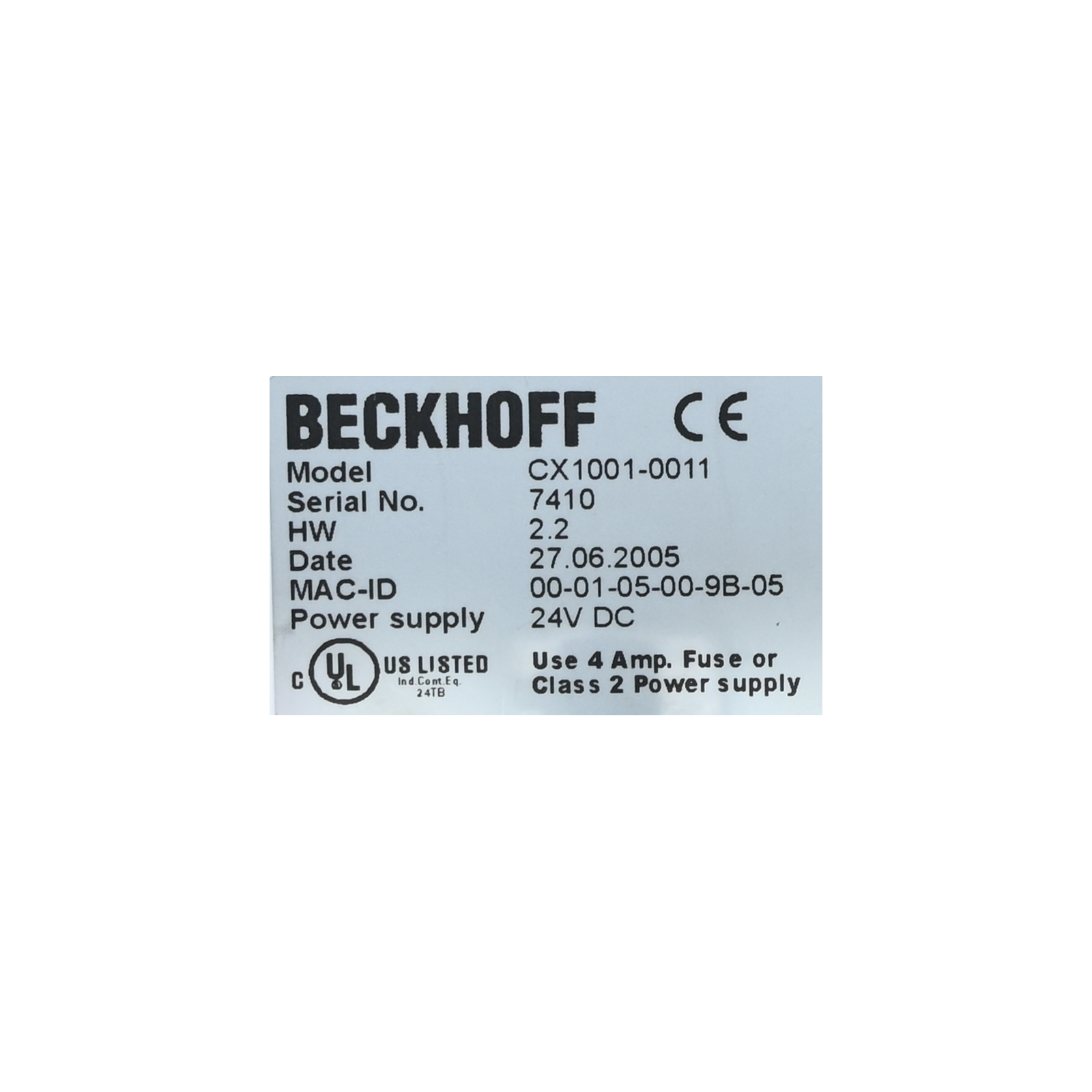 Beckhoff CX1001-0011 CX1000-C00L CX1100-0002 Power Supply Unit
