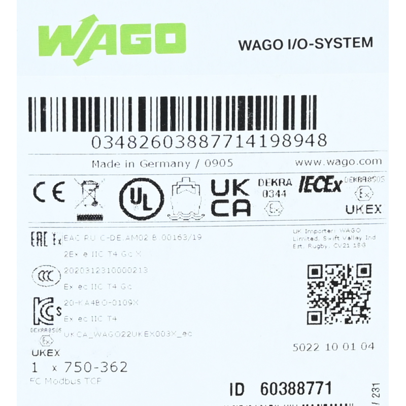 Wago 750-362 FC Modbus TCF Nuevo sellado