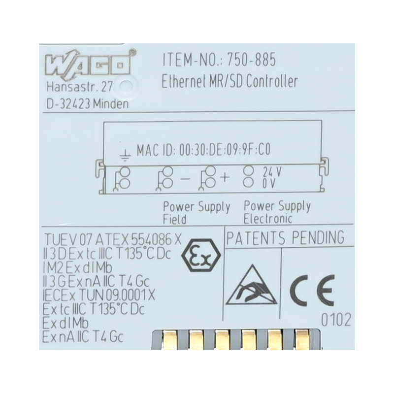 Wago 750-885 Ethernet MR/SD Controller
