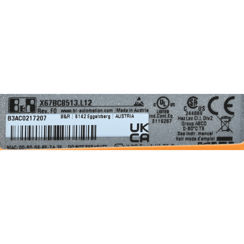B&R X67BC8513.L12 Bus Controller New