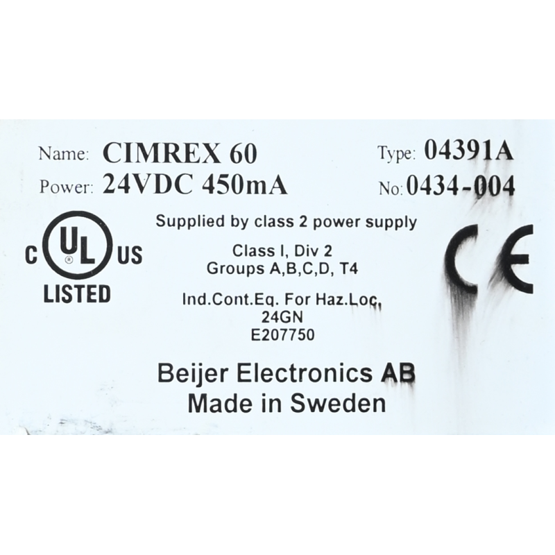 Beijer Electronics CIMREX 60 04391A Operator Panel